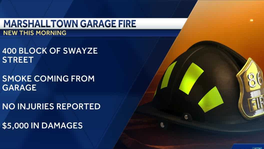 Marshalltown Fire Department battles garage fire on Saturday night
