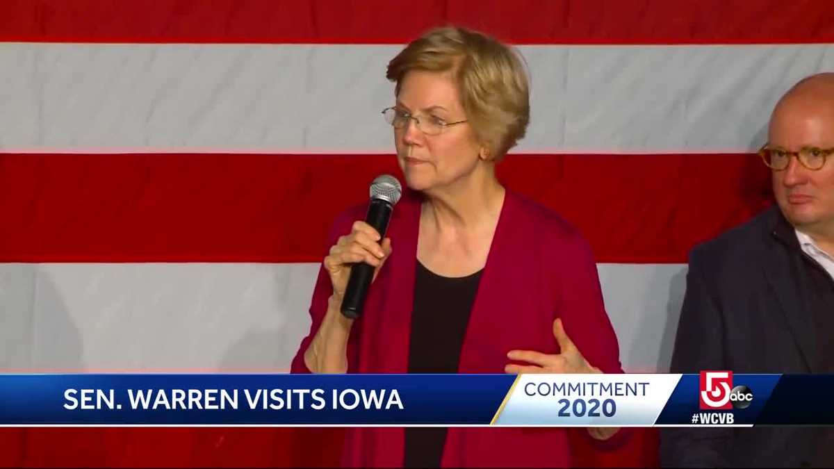 Elizabeth Warren greets large crowd at Iowa political event