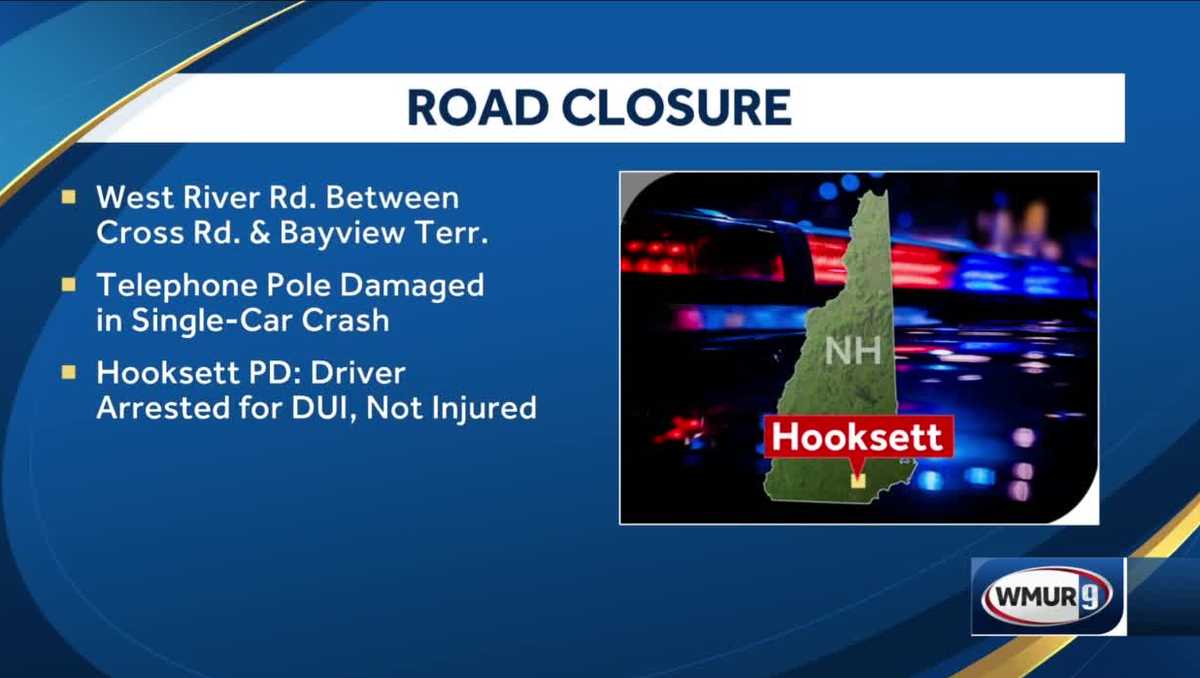 Hooksett Road Closed After Alleged Drunk Driver Crashes Into Pole