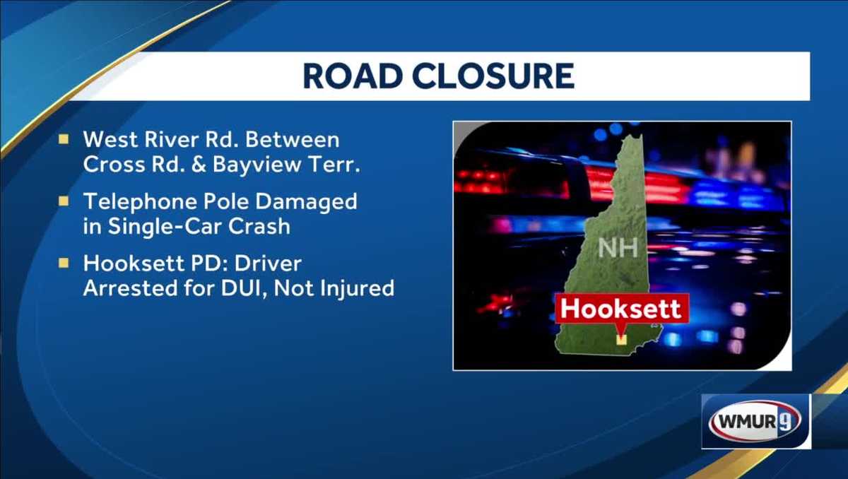 Hooksett Road Closed After Alleged Drunk Driver Crashes Into Pole