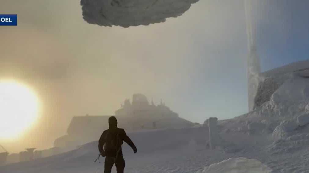 Mount Washington video: Snow, winds near sunset