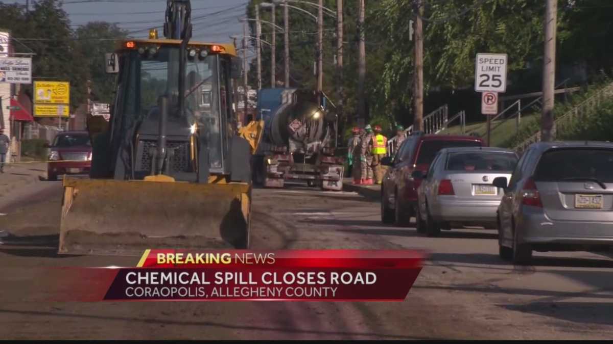 Chemical spill shuts down Coraopolis street, hazmat on scene