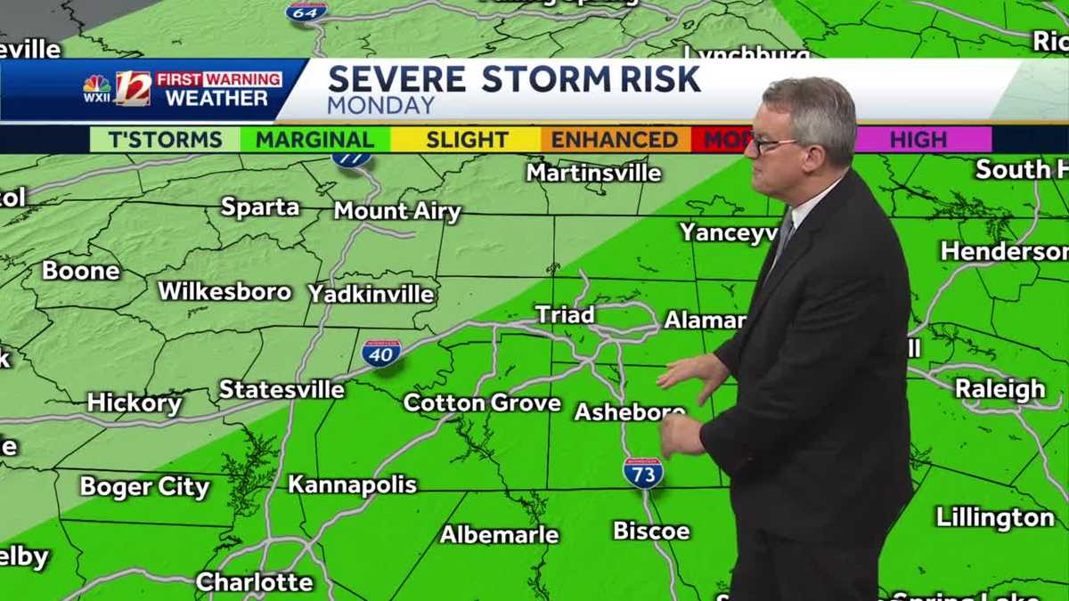 WATCH: Marginal risk for severe storms Monday, drier days ahead