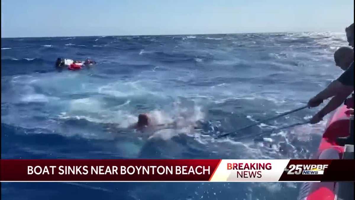Four Florida men rescued after boat sank, held on to coolers to survive
