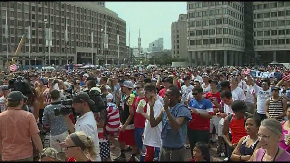 Thousands crowd City Hall Plaza for World Cup watch party