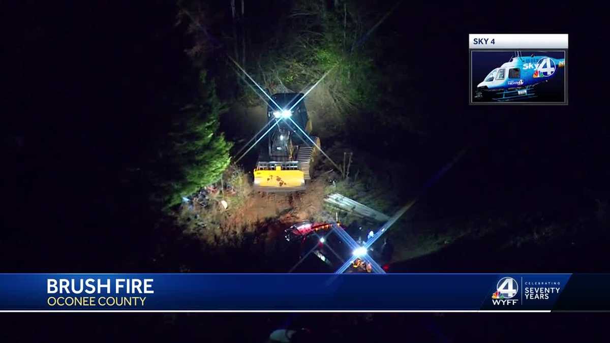 Crews working brush fire in Oconee County, South Carolina