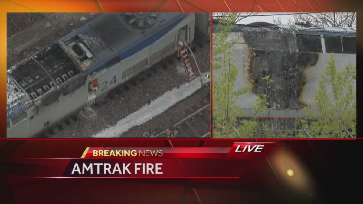 NewsChopper 12 flies over burned out Amtrak locomotive