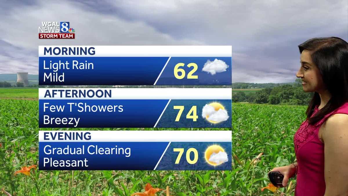 Wet start, few afternoon t'showers in south-central Pennsylvania