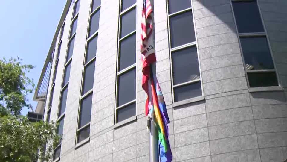 Tony Thurmond hosts first progress pride flag