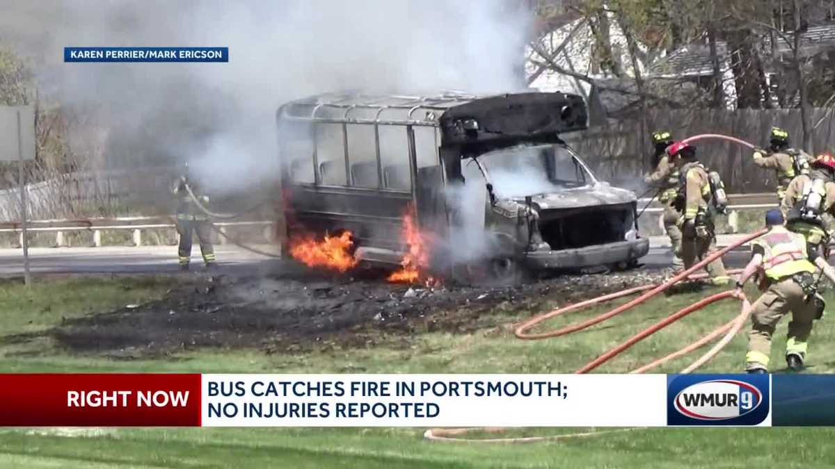 Bus destroyed after catching fire on route 1 bypass; no one injured