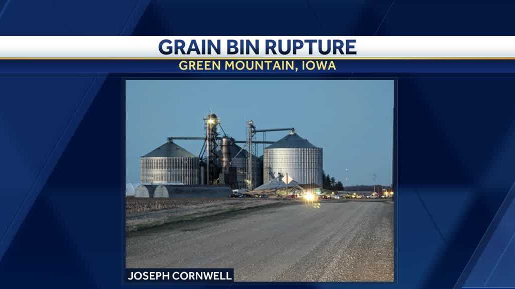 Fire crews respond to ruptured grain bin in central Iowa