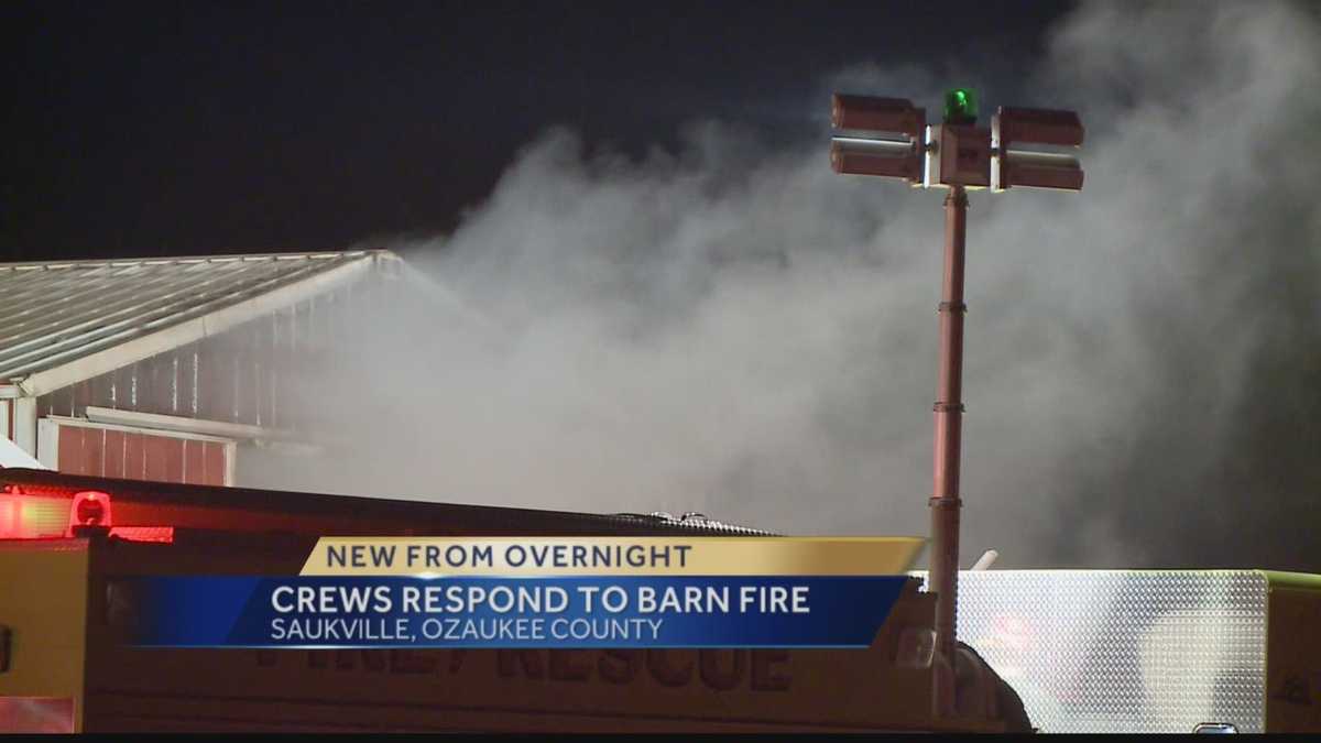 Crews battle overnight barn fire in Ozaukee County