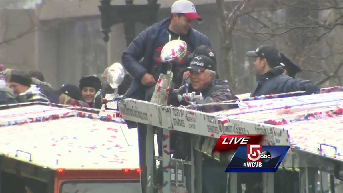 Confetti cannons and Patriots: Parade reaches Copley Square