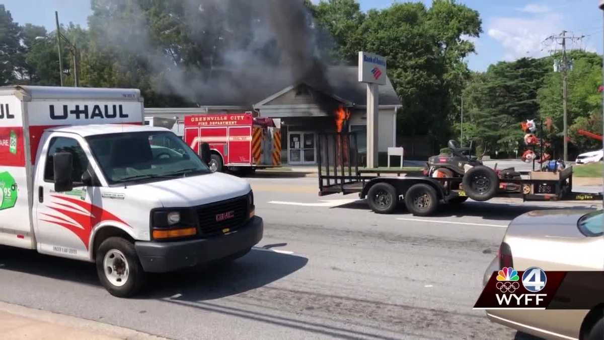 Flames erupt at Greenville bank on Augusta Street