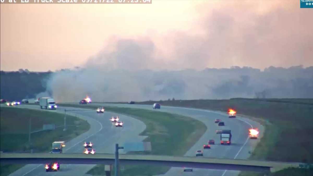 Grass fire sparks near Interstate 80 in Nebraska