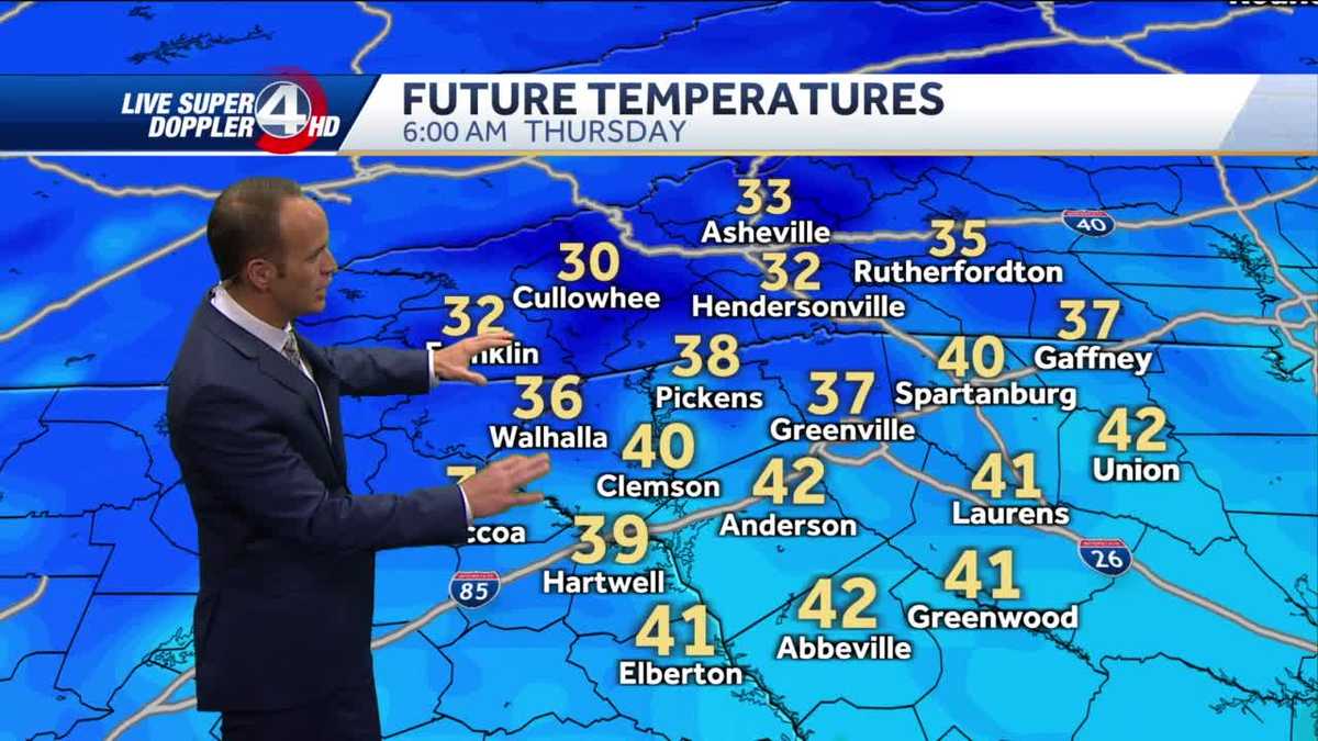 Sunny days, then temp drop, rain