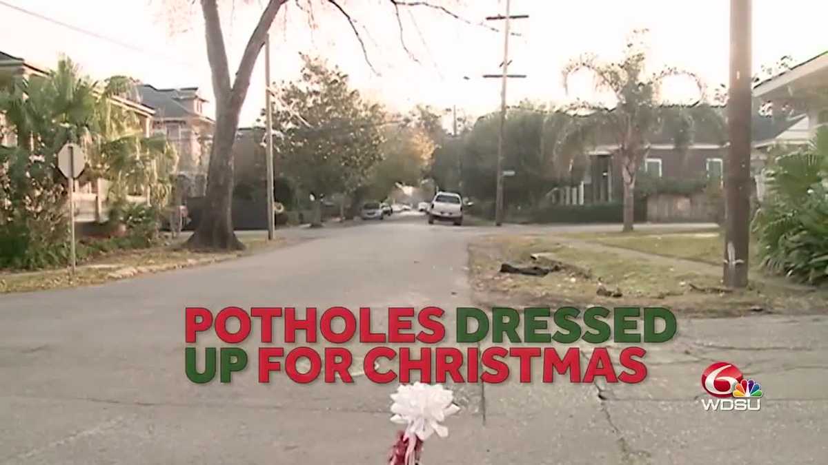 Only in #NOLA: Christmas-themed potholes!
