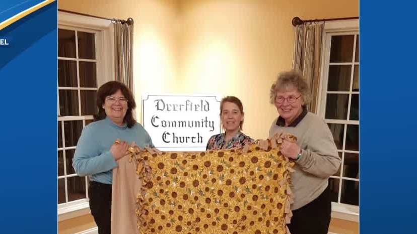 Deerfield community sews 800 blankets for families in Ukraine