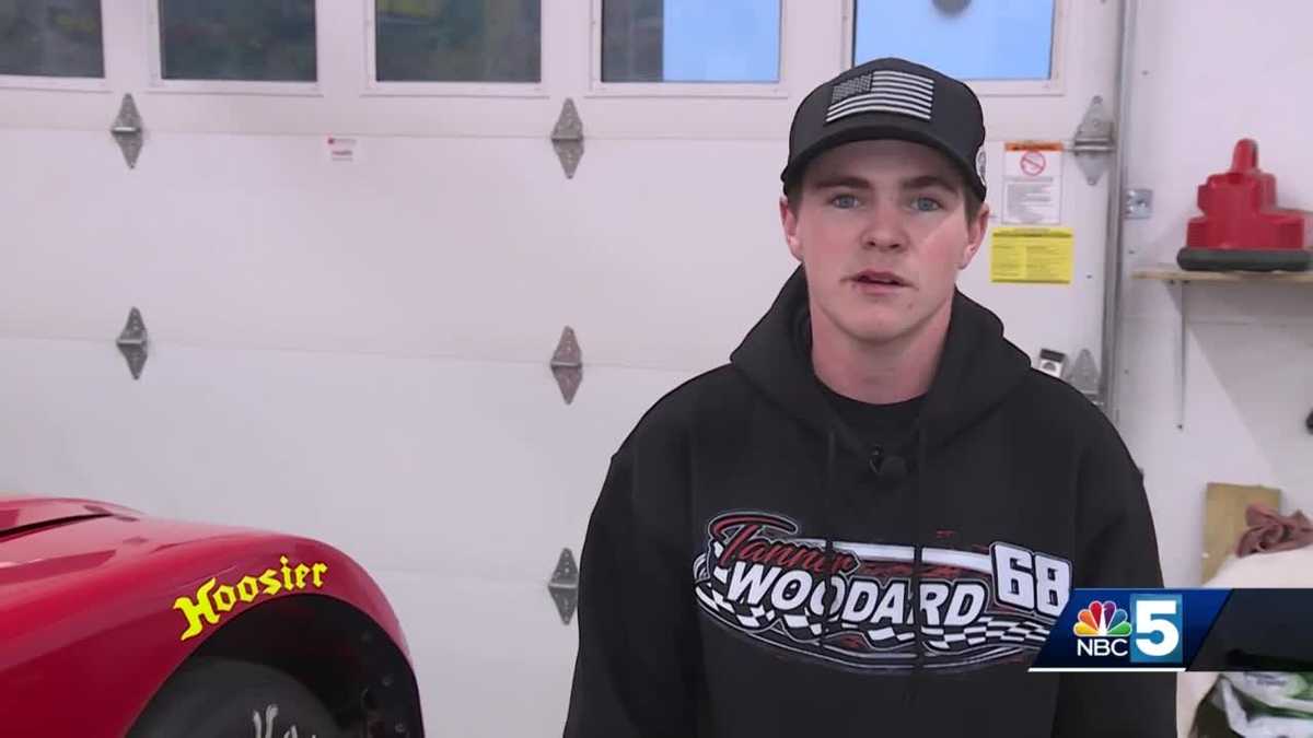 Tanner Woodard prepares to race during Thunder Road's opening weekend
