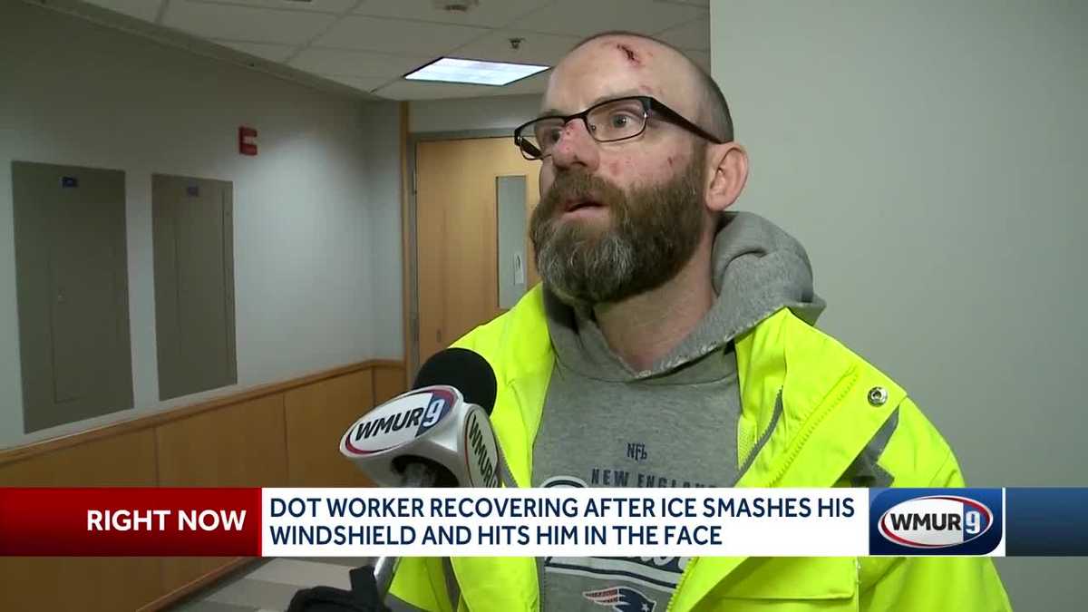 DOT worker injured when ice smashes through windshield