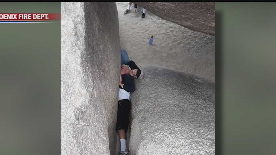 VIDEO: Hiker freed after becoming trapped between boulders