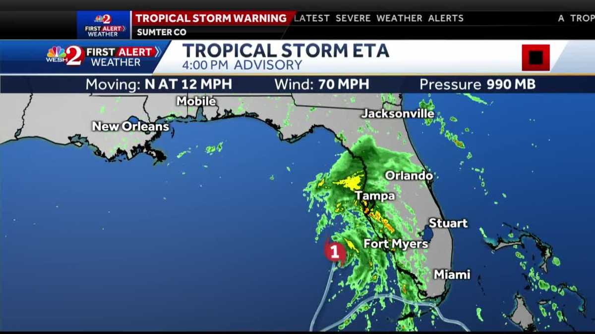 Tropical Storm Eta moves closer to Florida