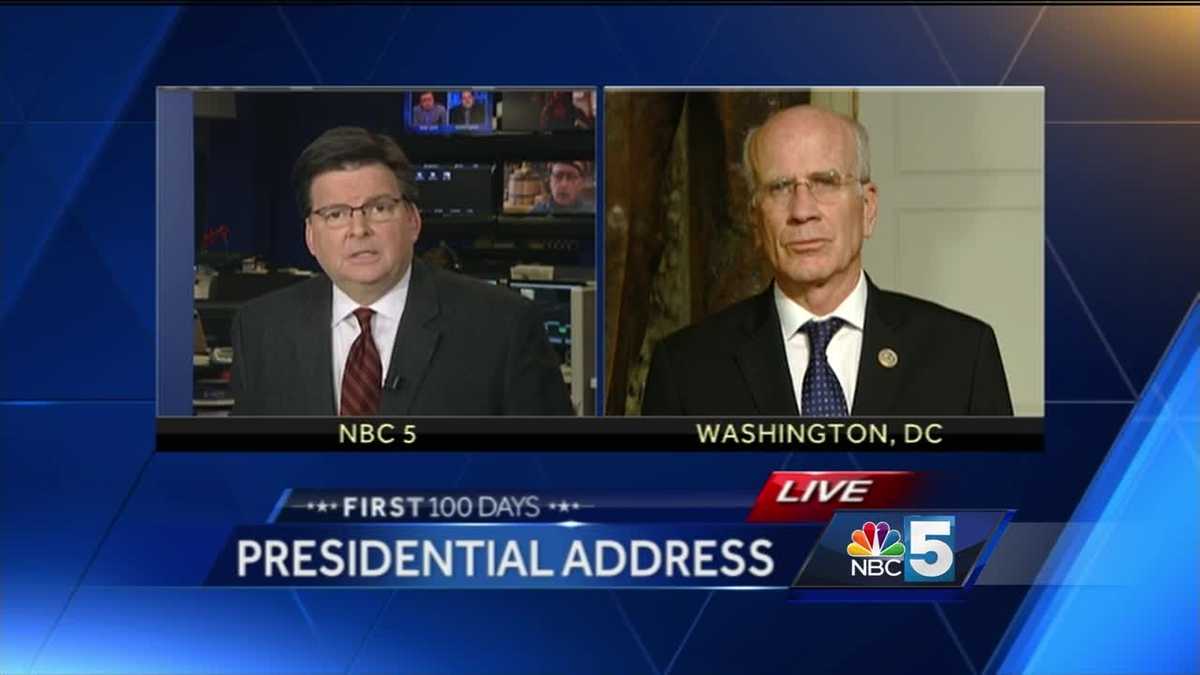 Rep. Peter Welch speaks with Stewart Ledbetter ahead of Trump's address