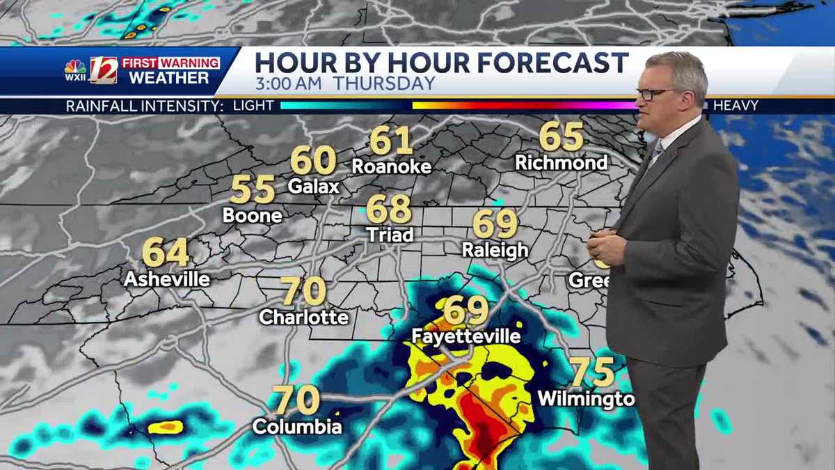 Rising rain chances in the Triad Thursday from coastal low
