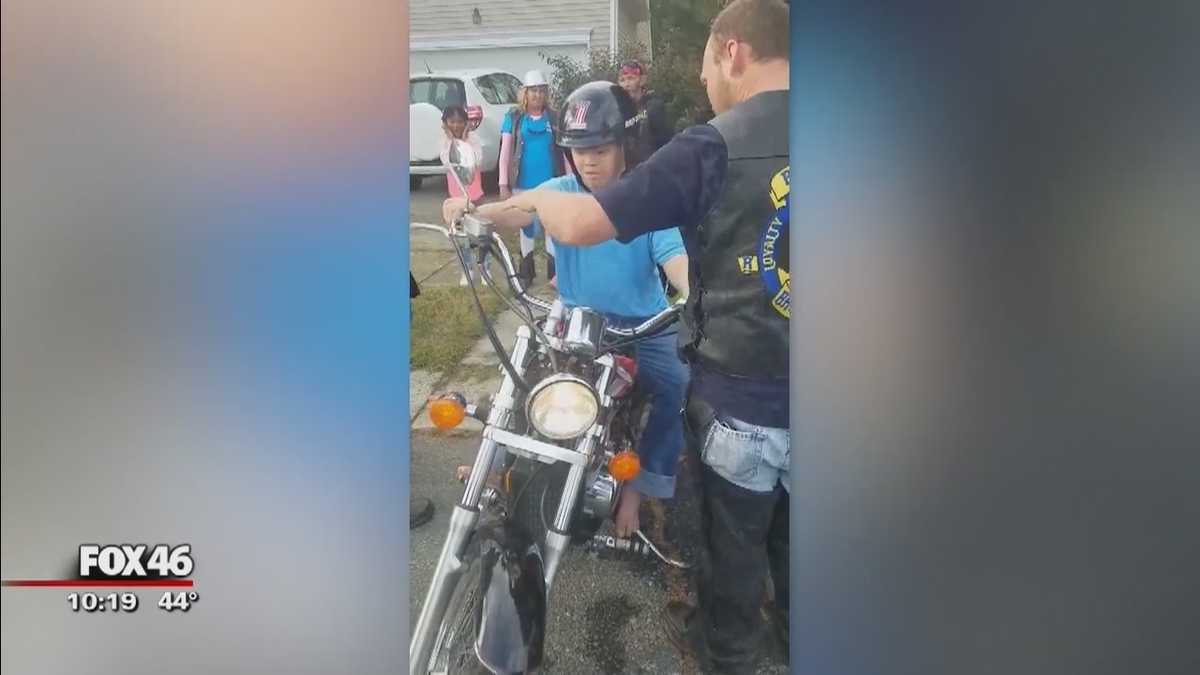 Bikers band together to give teen with Down syndrome, autism a birthday ...