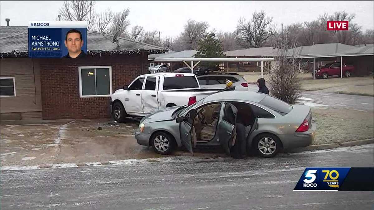 Slick sideroads in OKC neighborhood causes crash near house