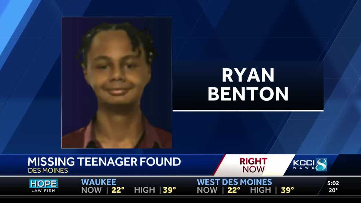 Missing Des Moines teen: 16-yr-old Ryan Benton found