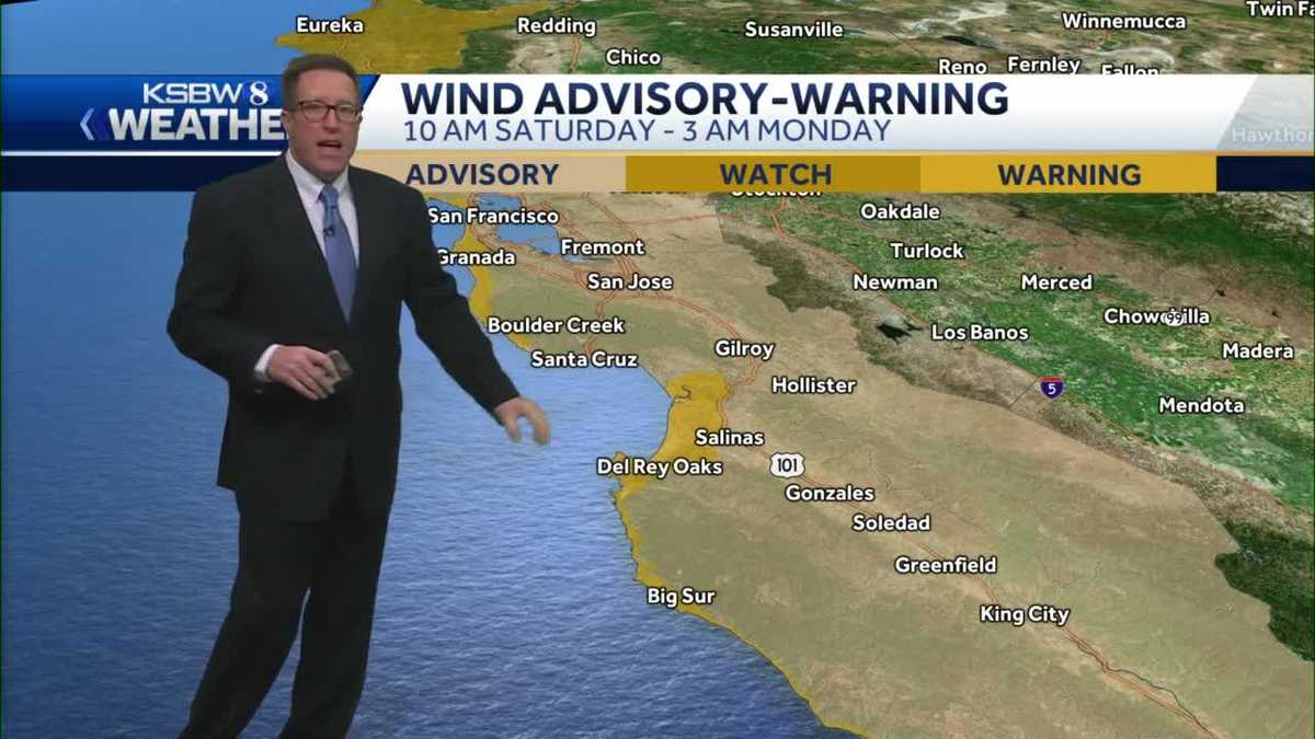 Wind advisory for much of the central coast