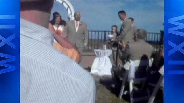 Snake crashes wedding with love message?