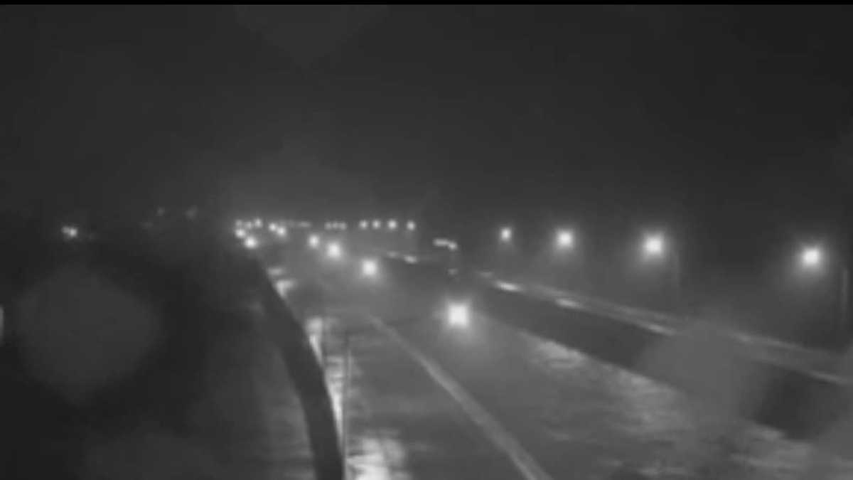 Camera shows storm surge over Mobile Bay Causeway