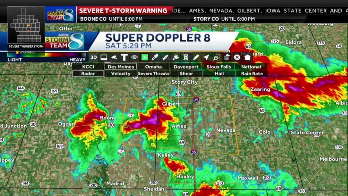 Severe Storm Update: Lightning, hail in the Ames area