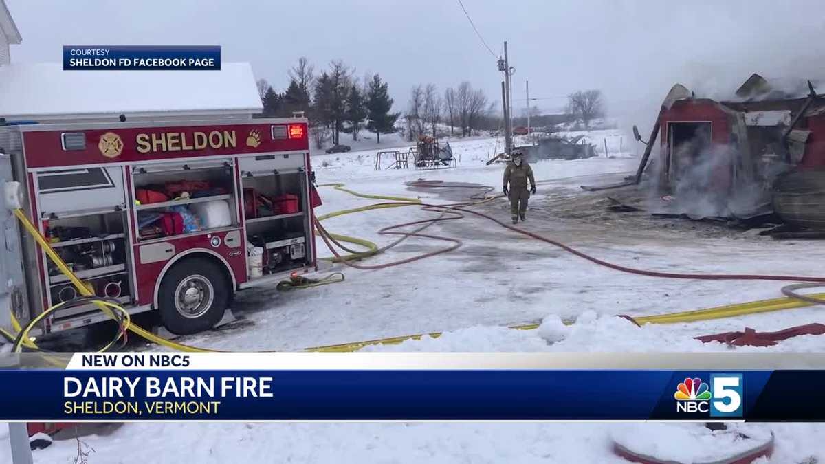 Dairy farm in Sheldon, Vermont catches fire Saturday