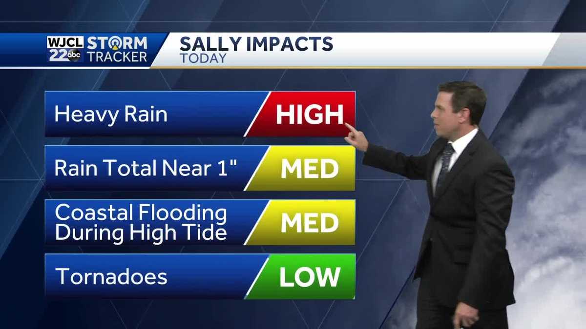 Sally to bring more rain today and isolated strong storms
