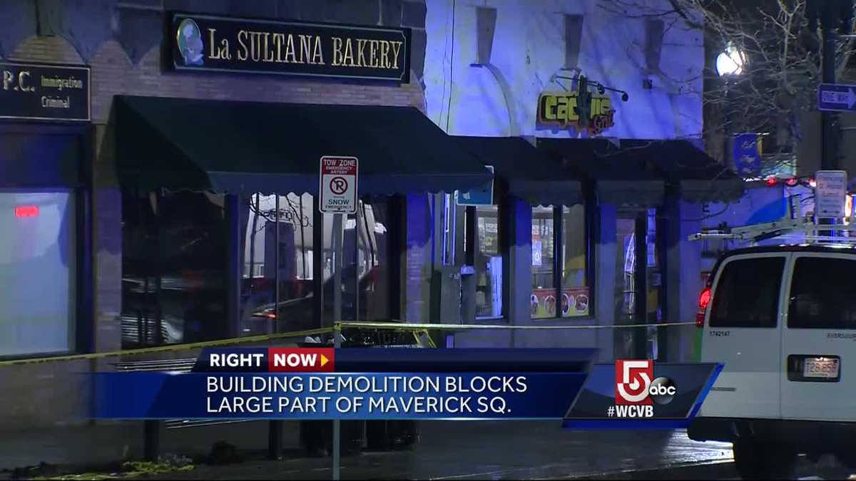 Building demolition blocks large part of Boston square