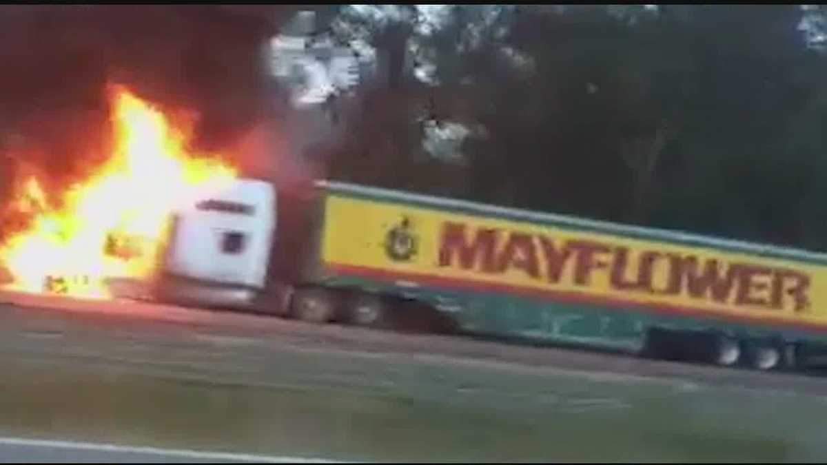 18-wheeler bursts into flames on I-20