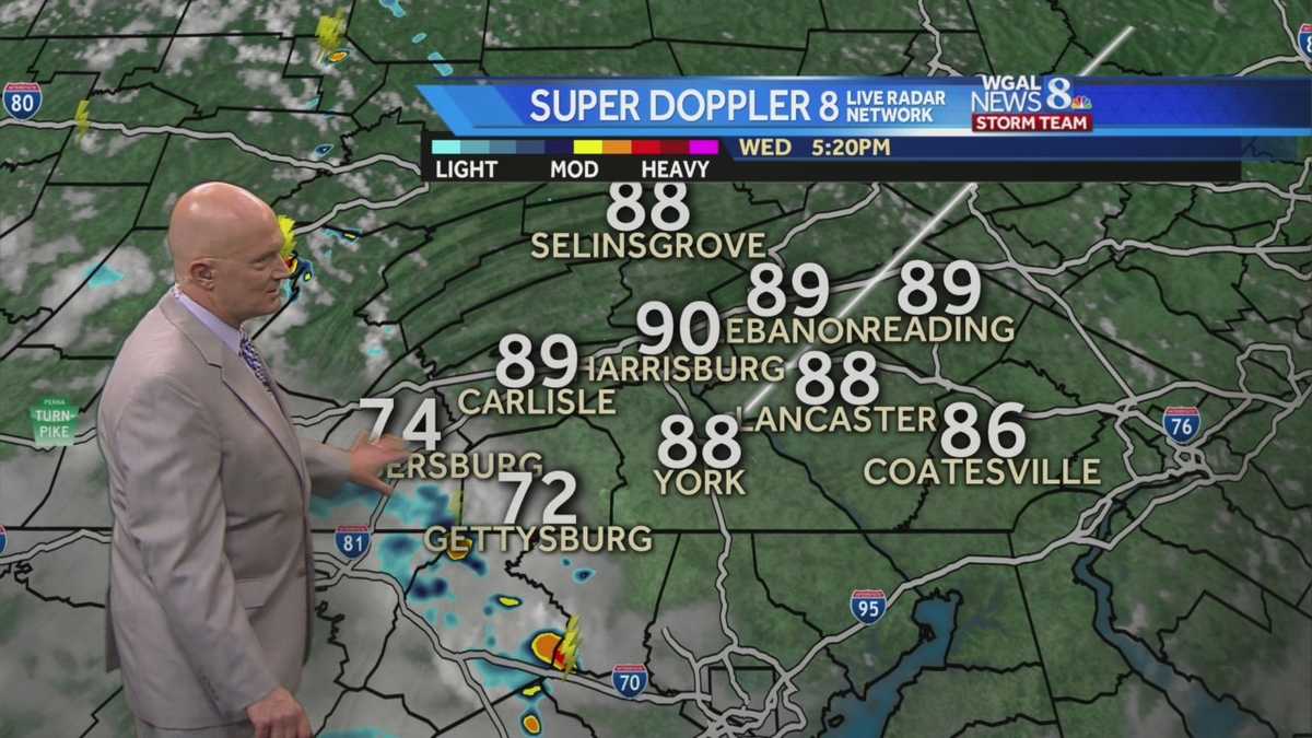 Warm and sticky; stray storm possible