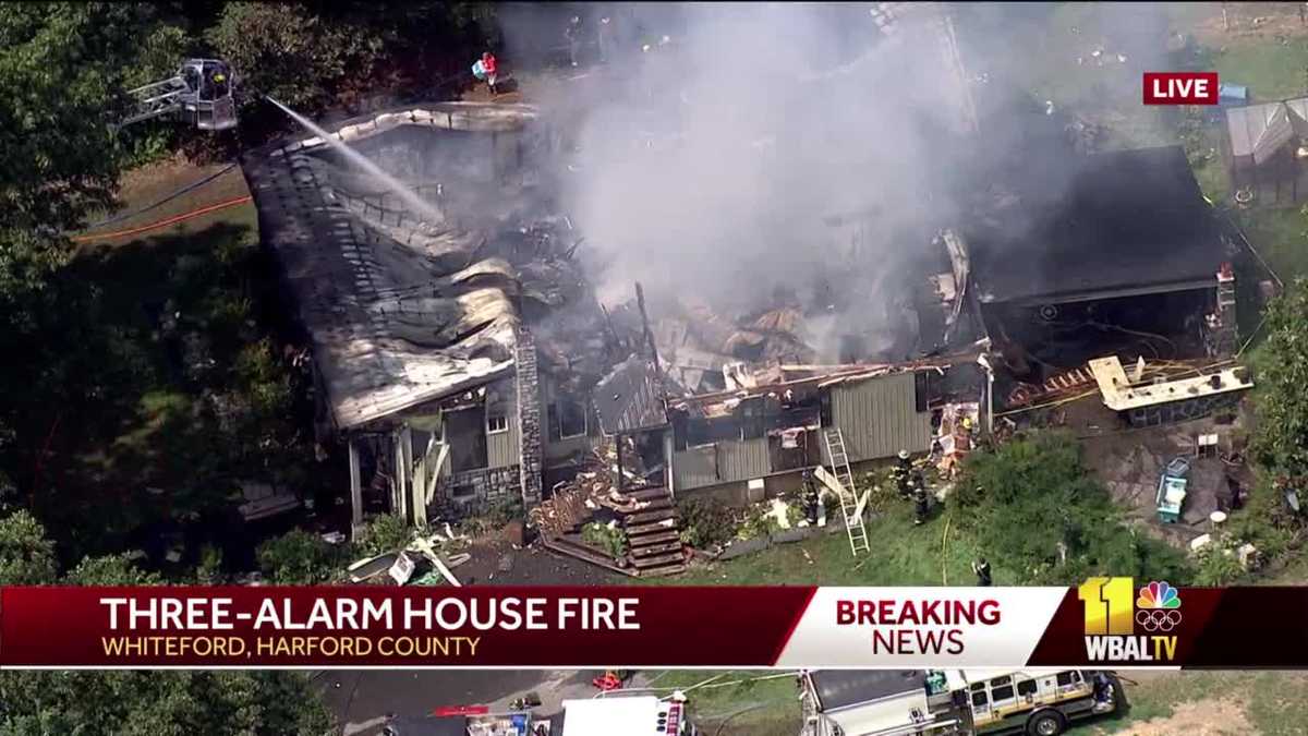 Firefighters work to extinguish 3-alarm fire at home in Whiteford