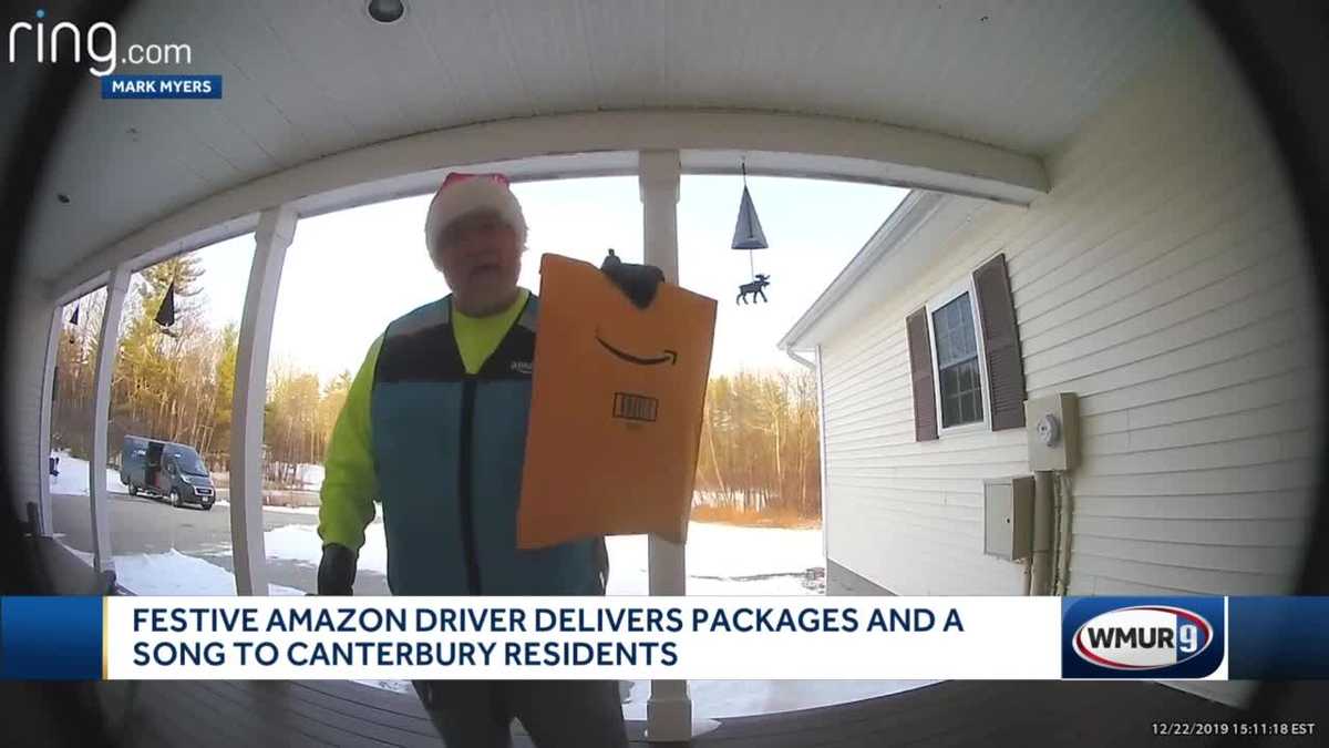 Singing Amazon delivery driver caught on doorbell cam spreading holiday ...