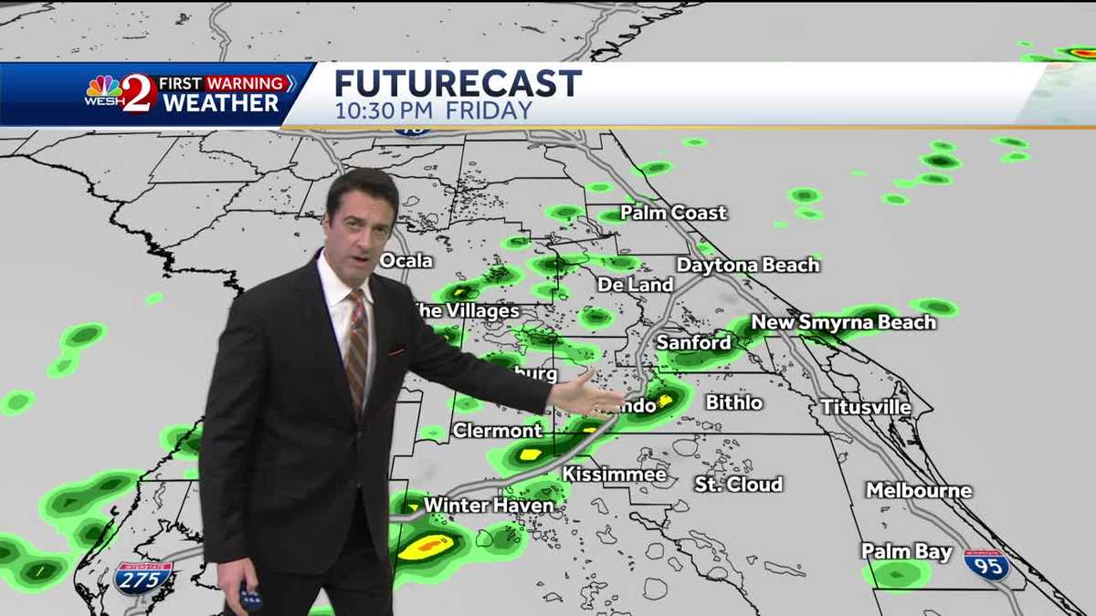 Showers and storms to move in late Friday-early Saturday morning.