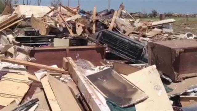 Raw Video: Tornado's first damage in Newcastle