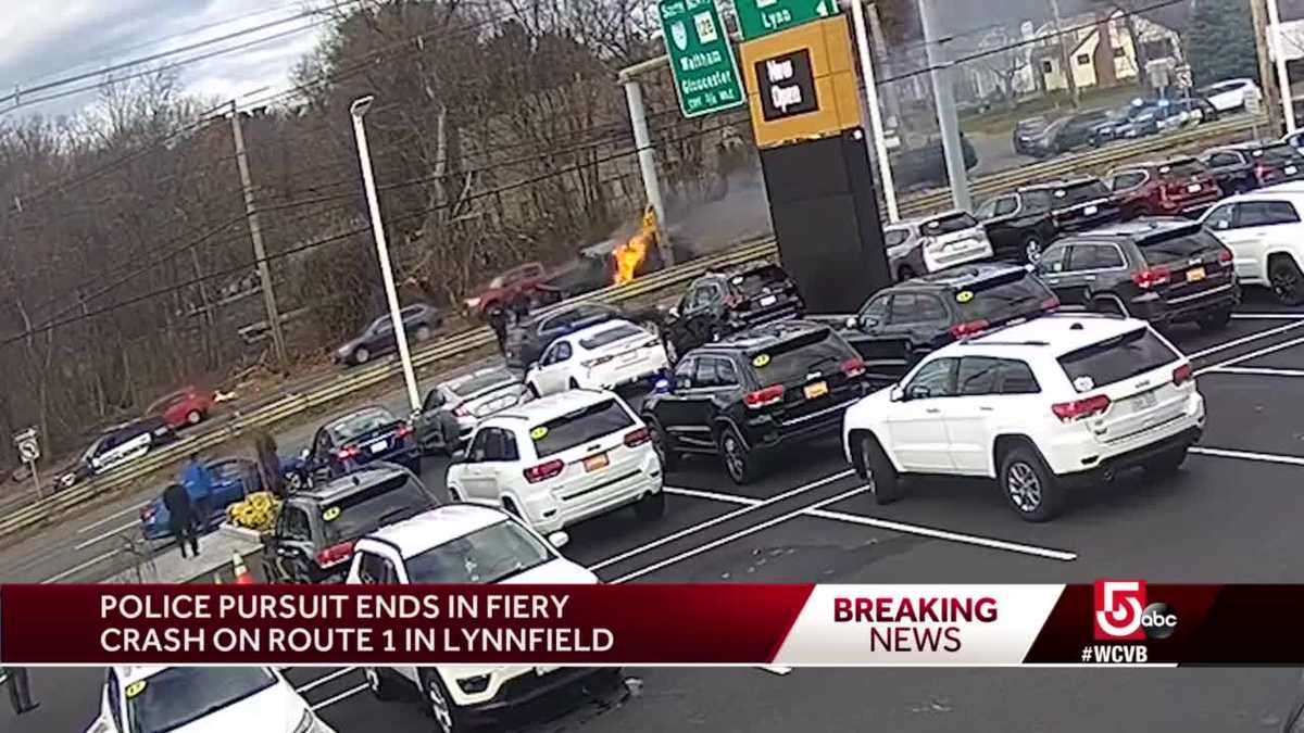 On camera: Police pursuit ends in violent, fiery crash
