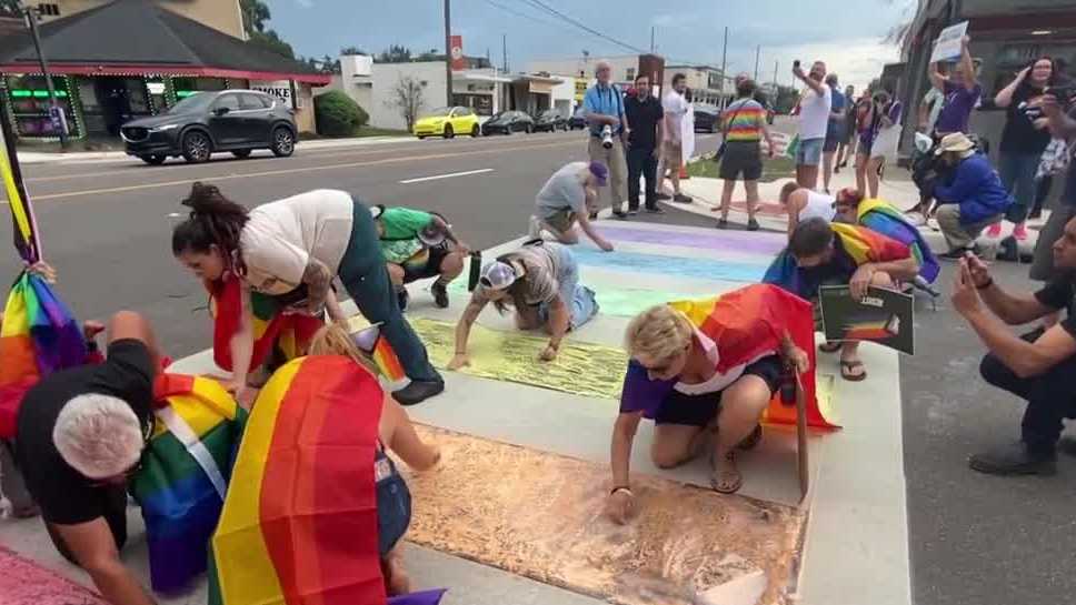Pulse Memorial rainbow crosswalk in Orlando removed overnight