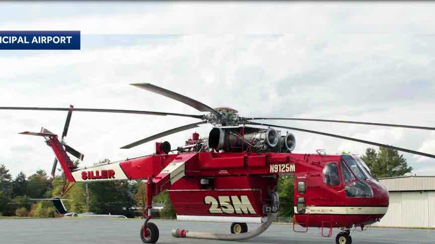 Wildfire response helicopter stationed in Lebanon, New Hampshire