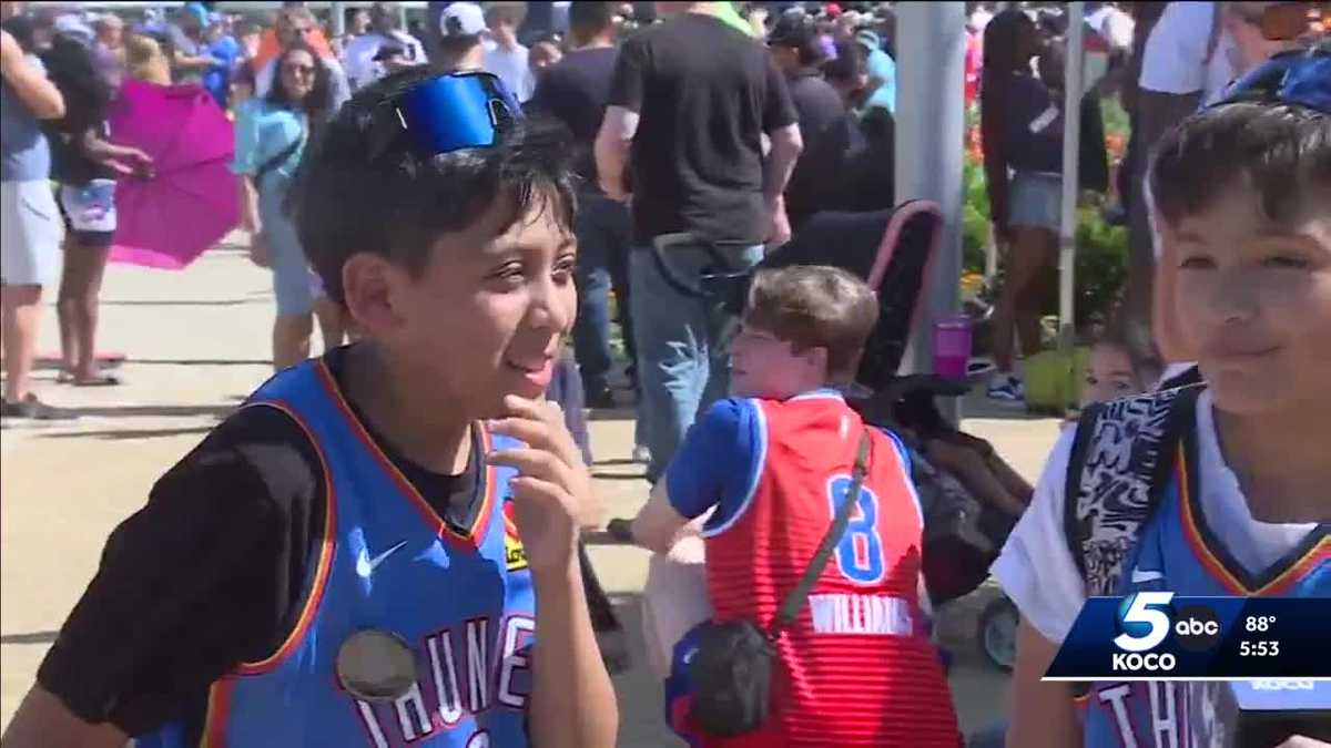 Crowds gathering at Thunder Up in the Park ahead of Game 7 of NBA Finals