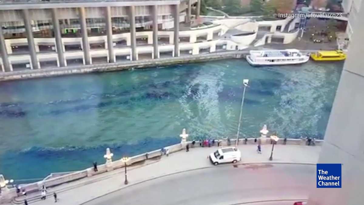 Chicago River Dyed Blue for Cubs