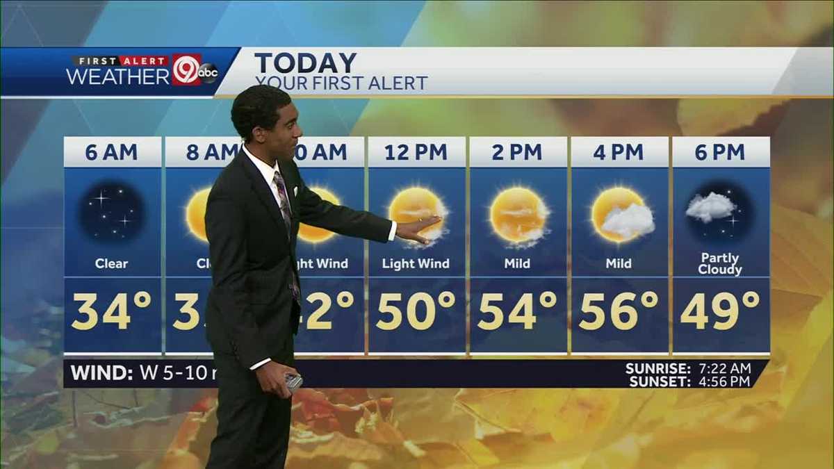 Clear and warm Wednesday, showers possible to south Thursday